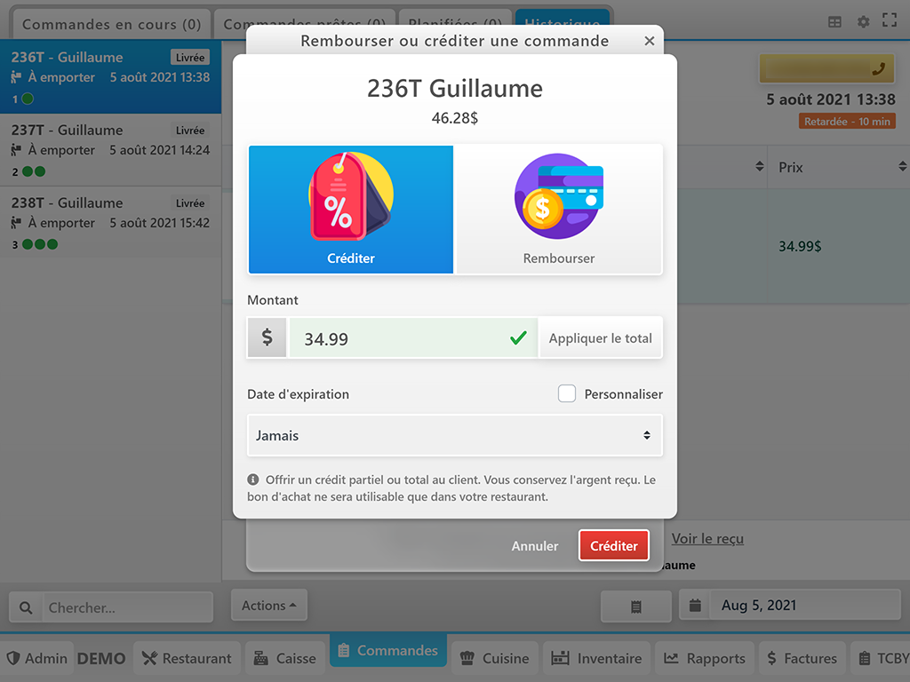 Rembourser / Créditer des commandes | Eye-In Media Documentation