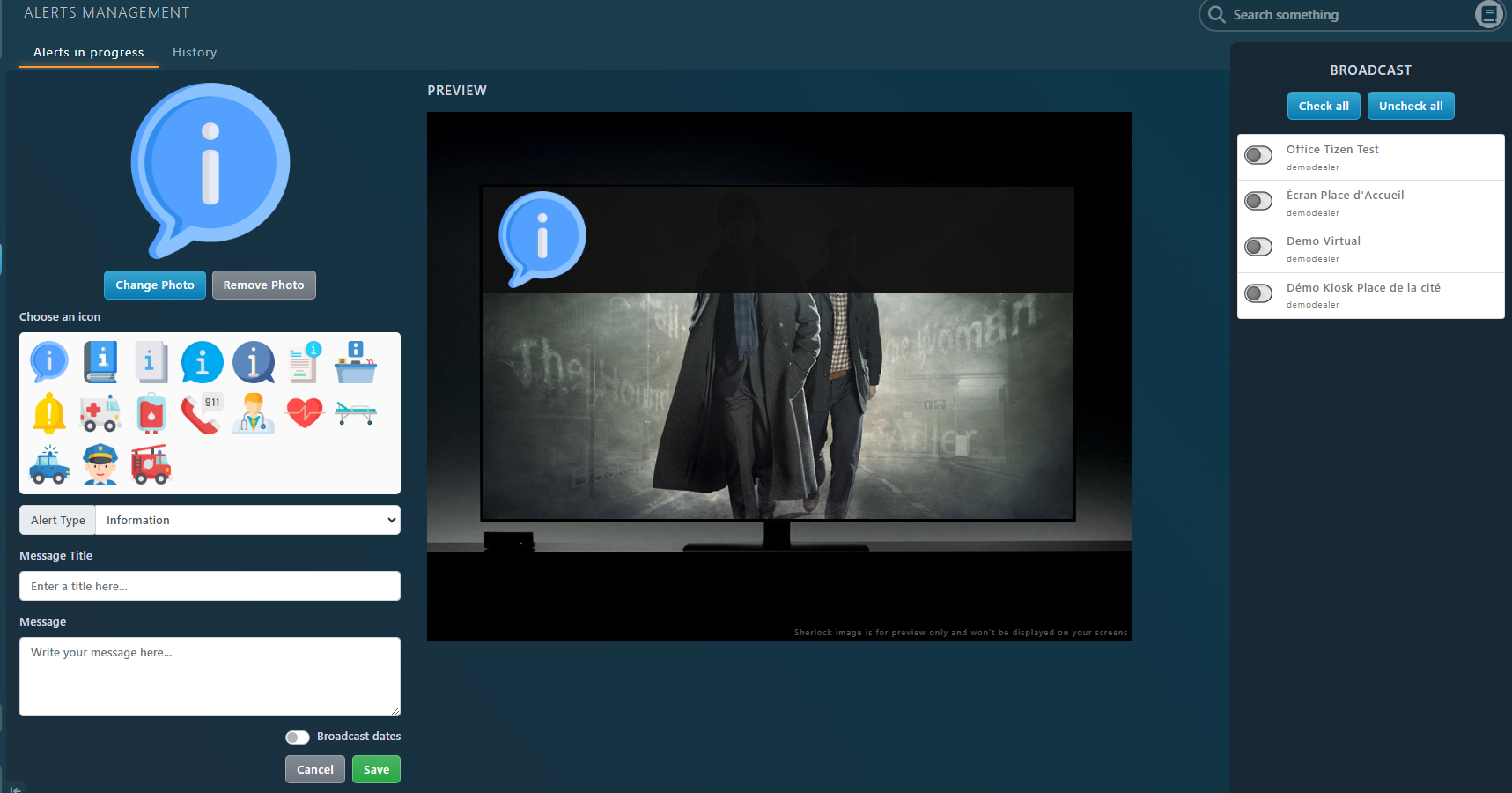 Creating an alert | Eye-In Media Documentation